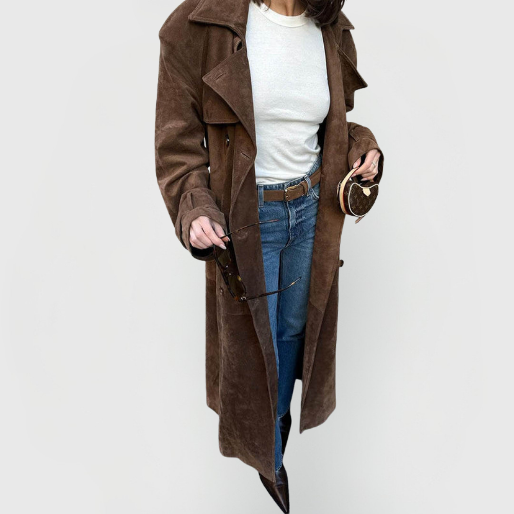 Suzanne| Classic Suede Trench Coat. – Lisa & Warren London
